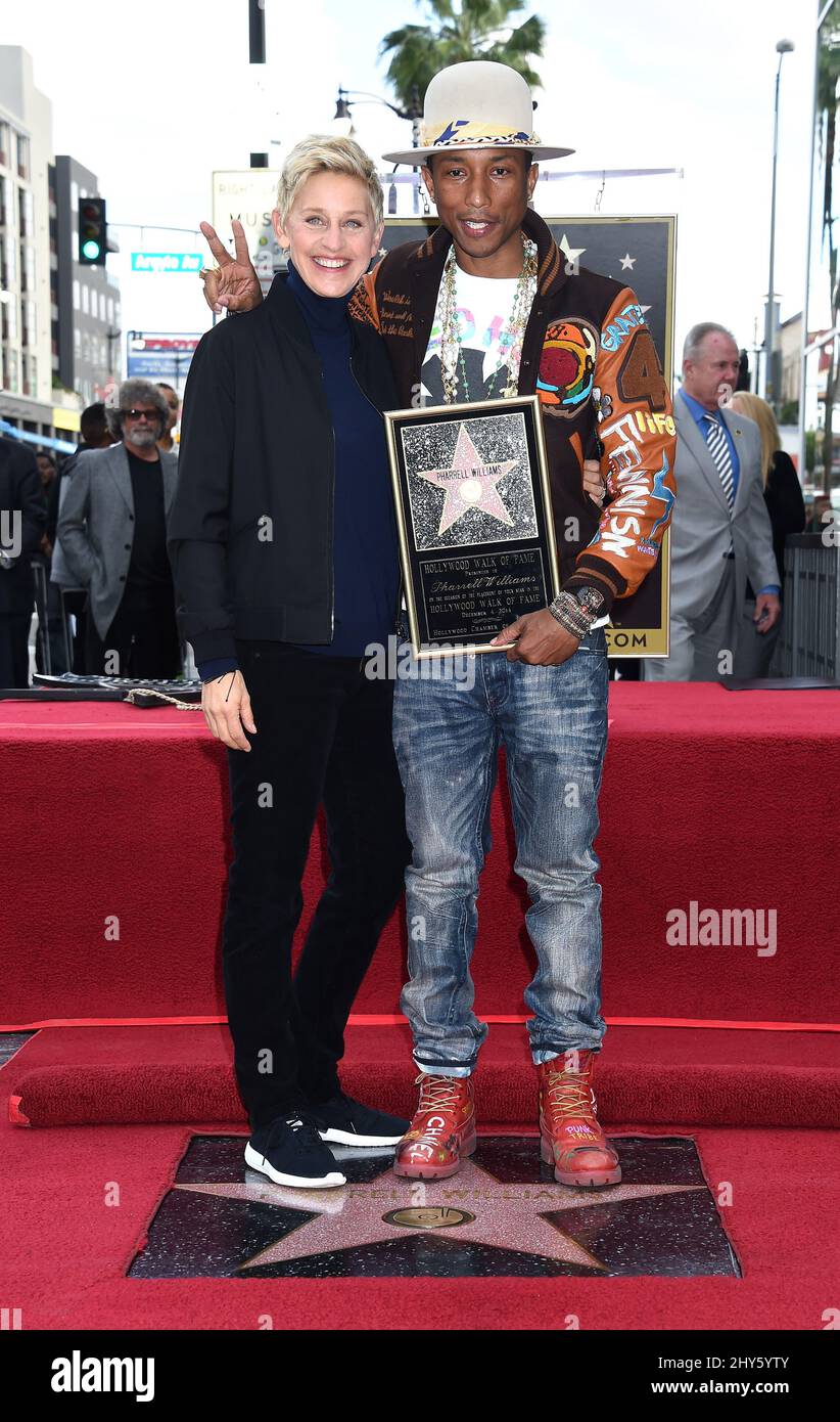 Ellen DeGeneres and Pharrell Williams at the Pharrell Williams ...