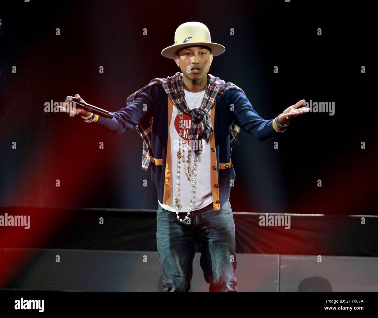 Pharrell Williams performs during KIIS FM's Jingle Ball concert held at ...