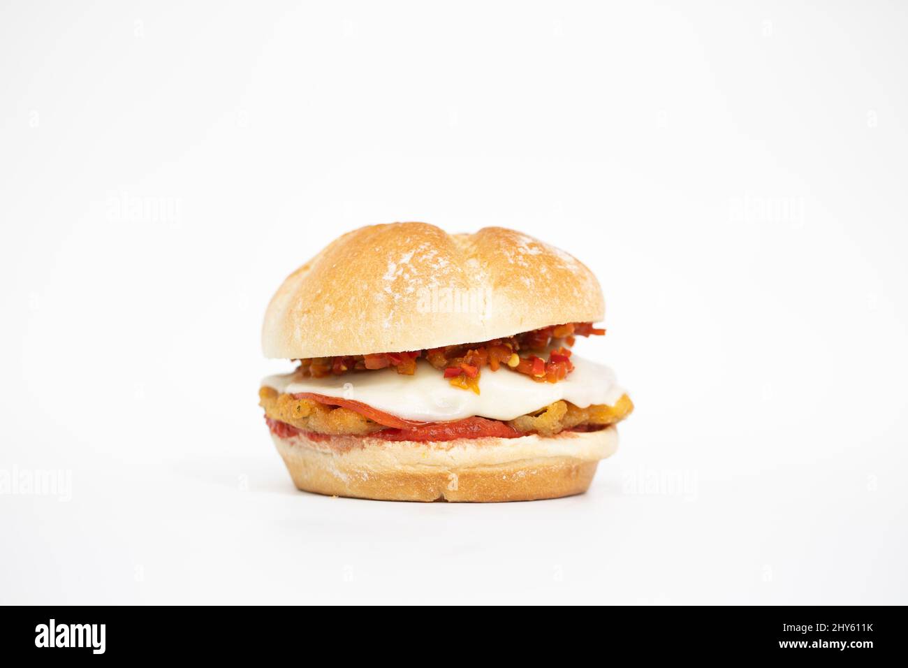 Mini burger isolated on a white background Stock Photo - Alamy