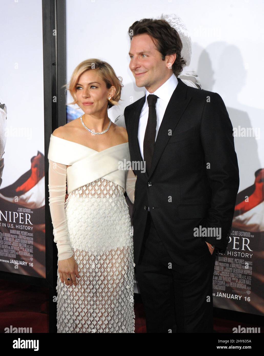 Sienna Miller & Bradley Cooper attending the 'American Sniper' Premiere ...