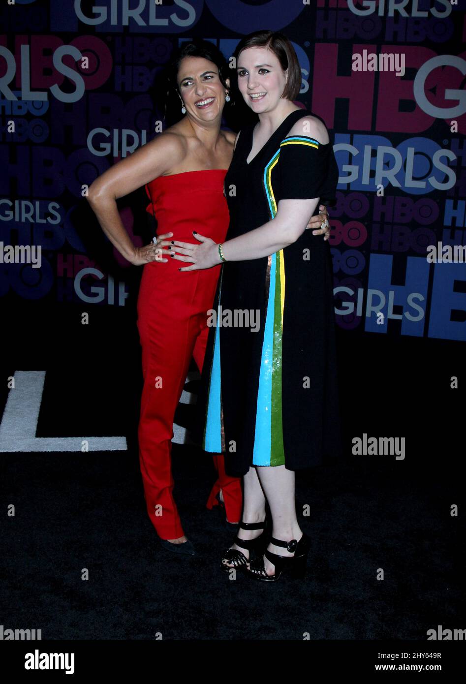 Jenni Konner and Lena Dunham attending the premiere of season four of 'Girls' in New York City ...