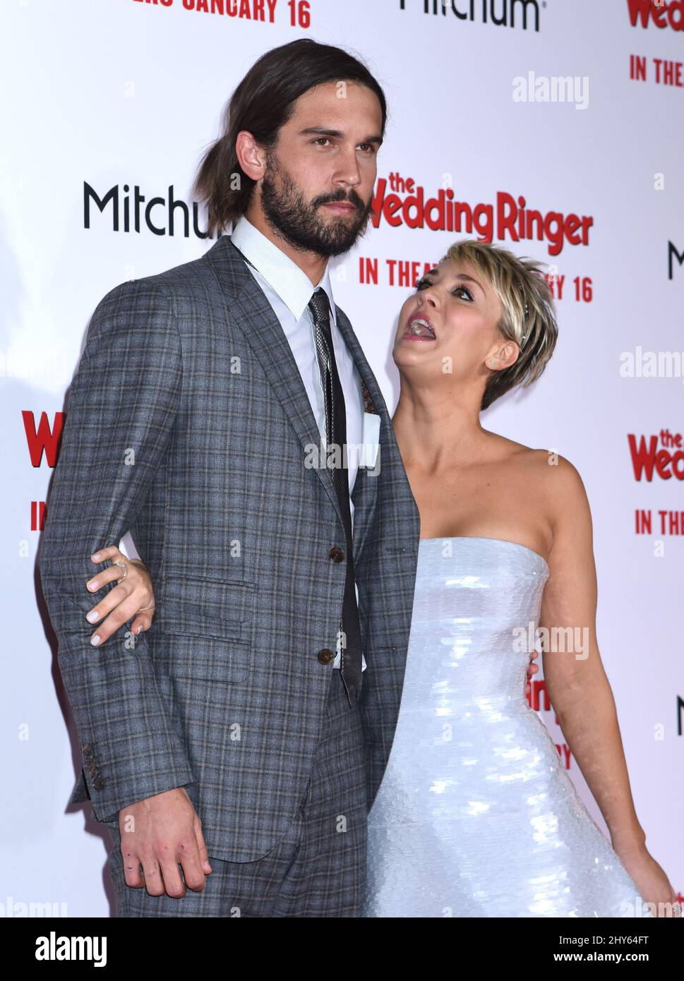 Kaley Cuoco and Ryan Sweeting attending the premiere of 'The Wedding ...