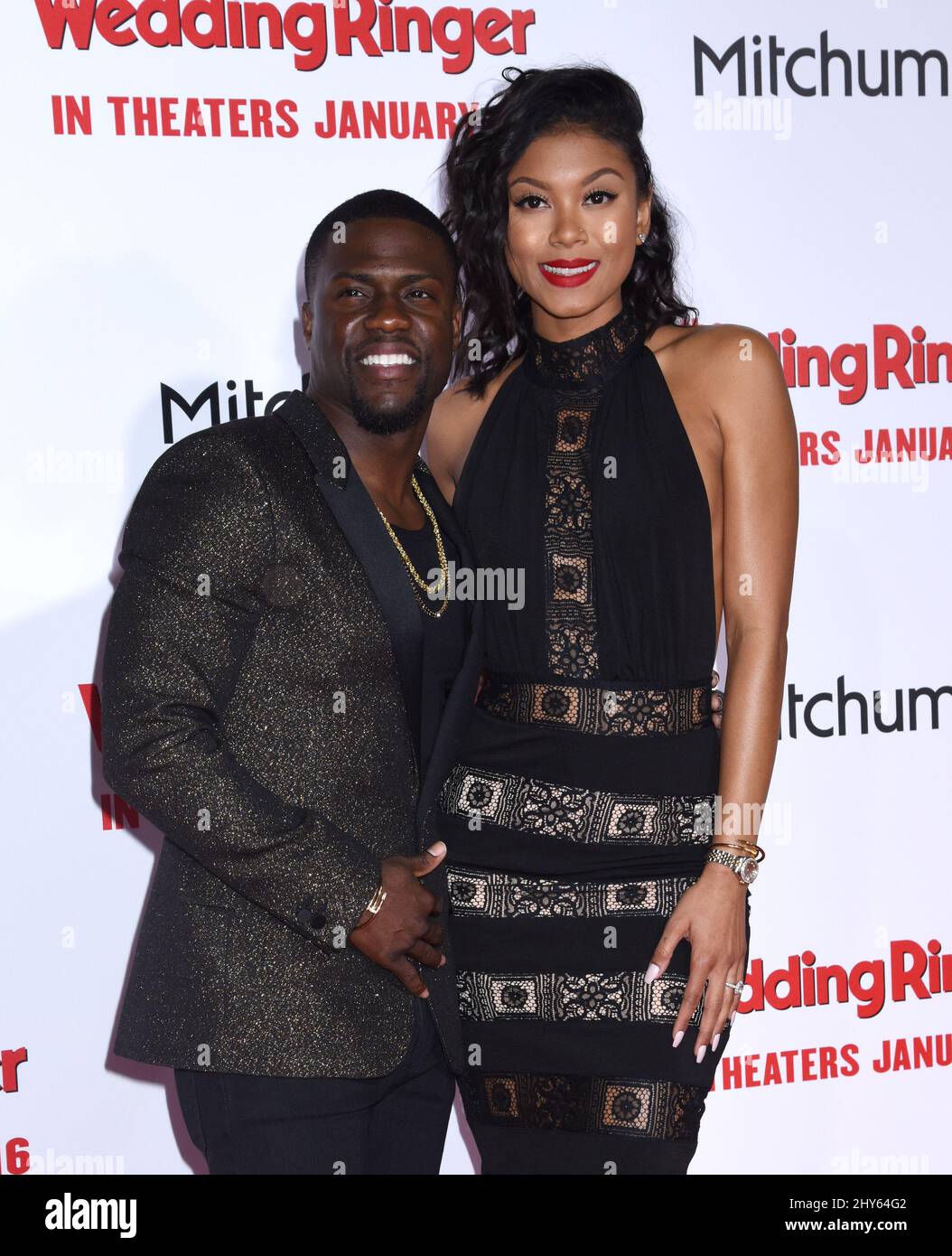 Kevin Hart and Eniko Parrish attending the premiere of 'The Wedding ...