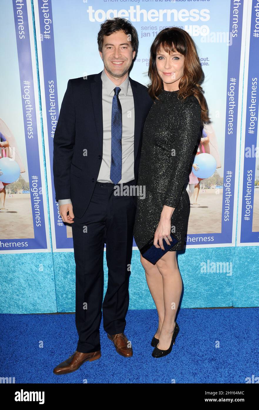Mark Duplass, Katie Aselton attending the premiere of 'Togetherness ...