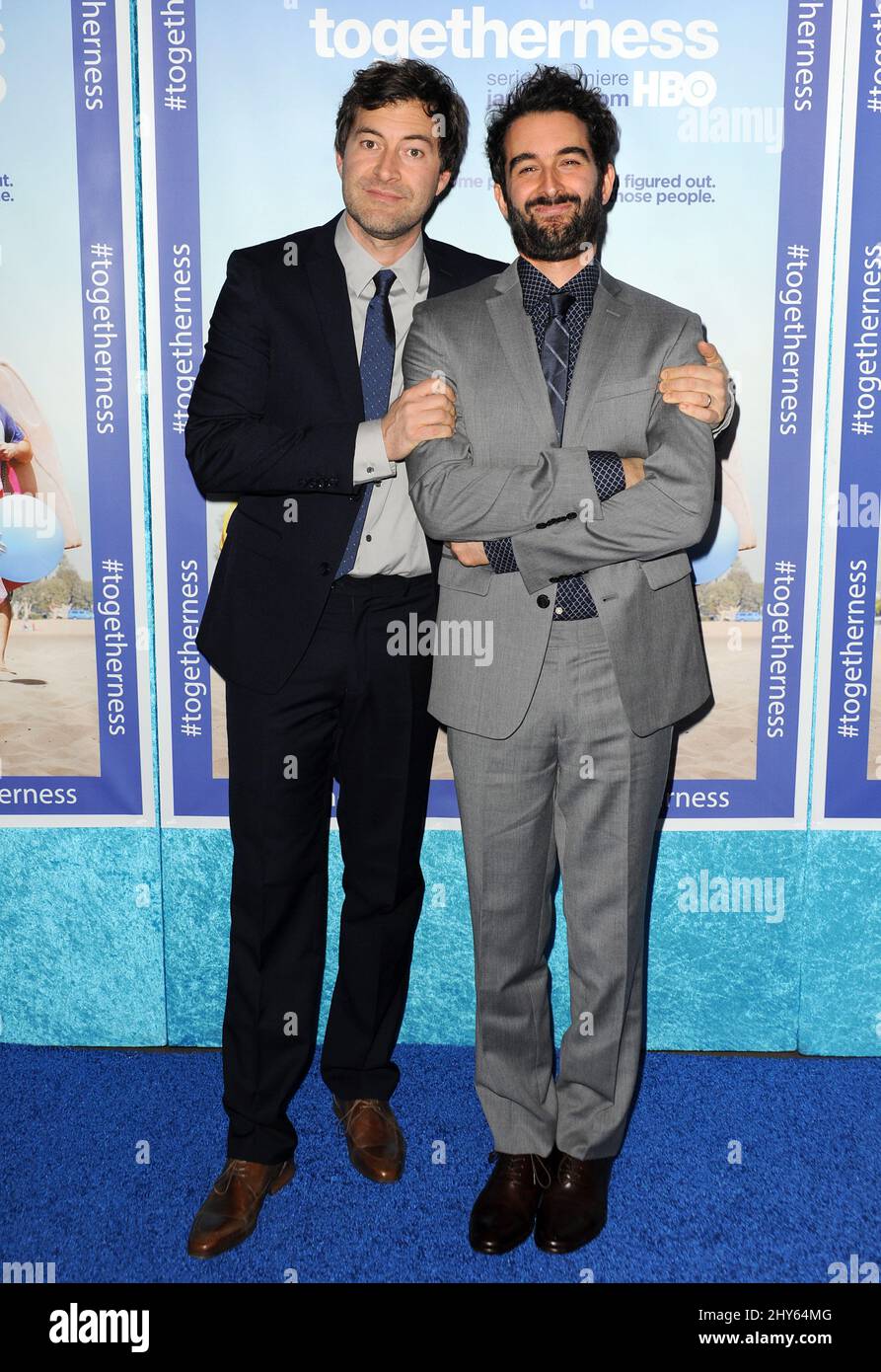 Mark Duplass, Jay Duplass attending the premiere of 'Togetherness ...