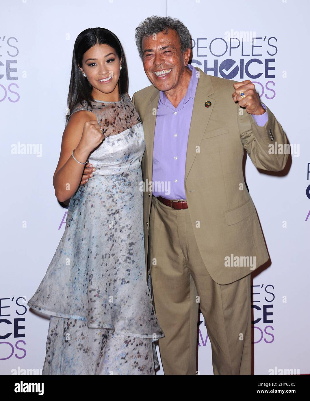 Gina Rodriguez, her Father attending the press room at the 41st Annual ...