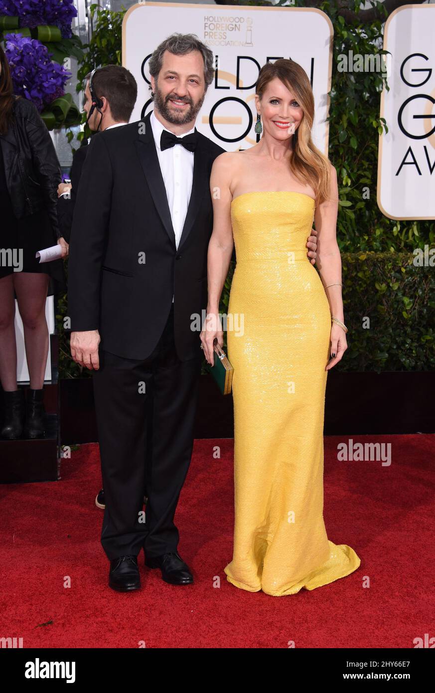 Judd Apatow & Leslie Mann arriving for the 72nd Annual Golden Globe ...
