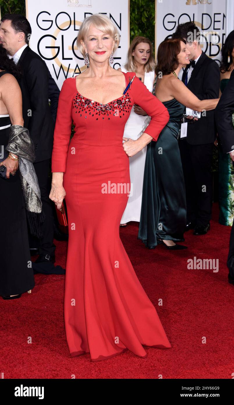 Helen Mirren arriving for the 72nd Annual Golden Globe Awards held at ...