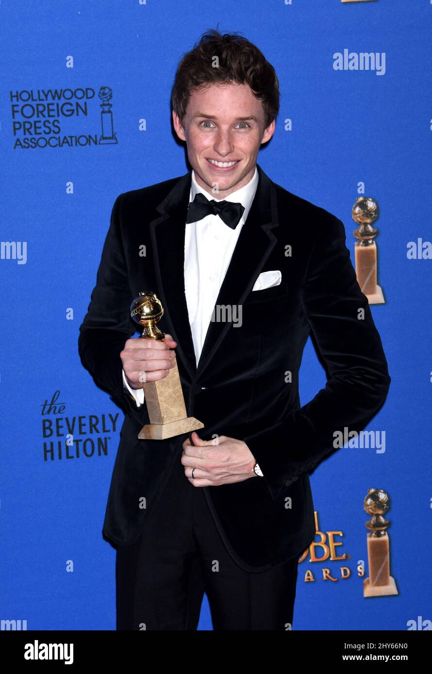 Eddie Redmayne in the press room for the 72nd Annual Golden Globe ...