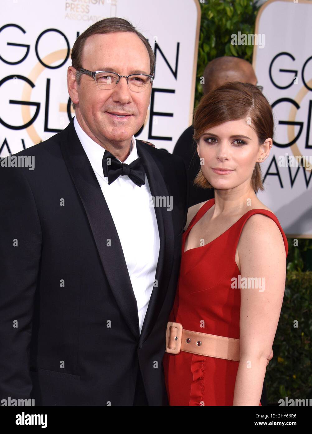 Kevin Spacey and Kate Mara arriving for the 72nd Annual Golden Globe ...