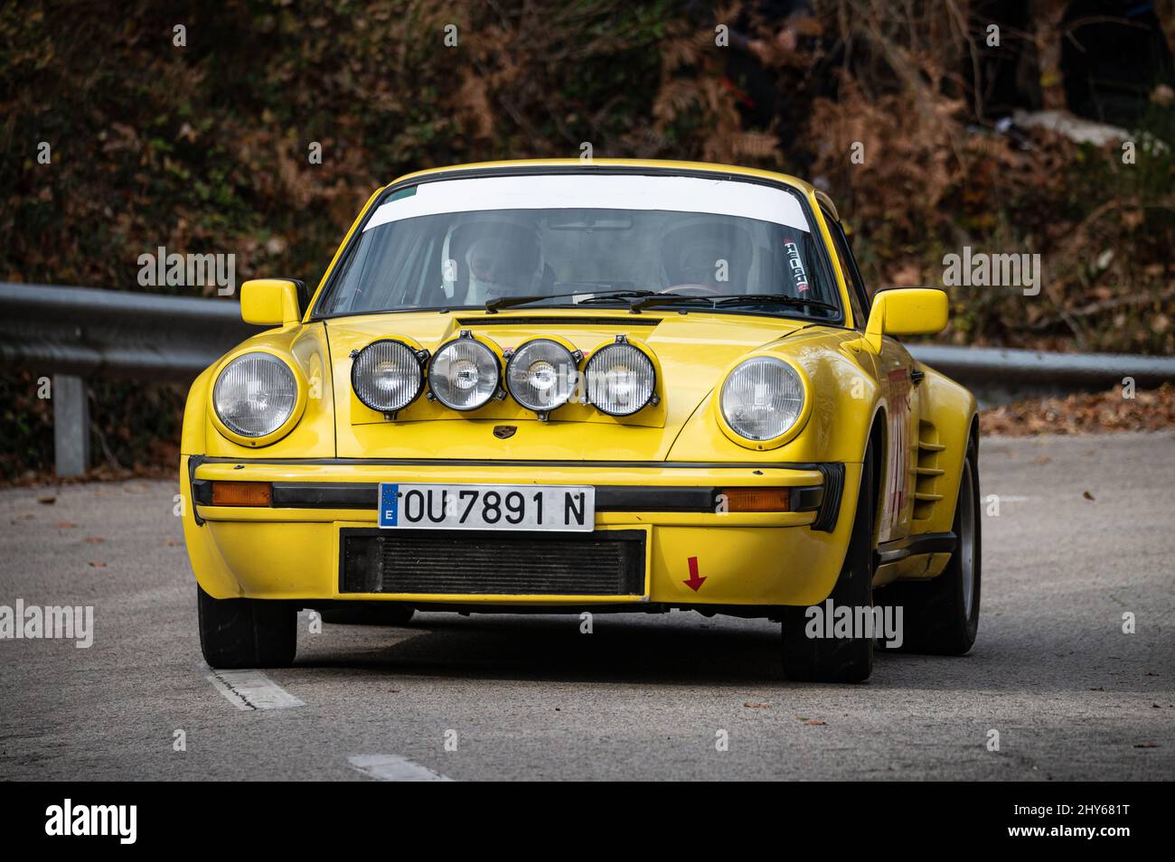 Vintage 69th edition of the Costa Brava rally Porsche 930 Turbo on a ...