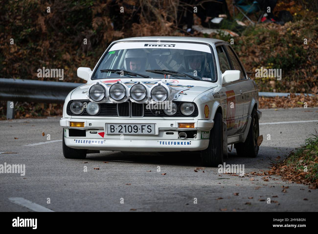 Vintage 69th edition of the Costa Brava rally BMW E30 325i on a race ...