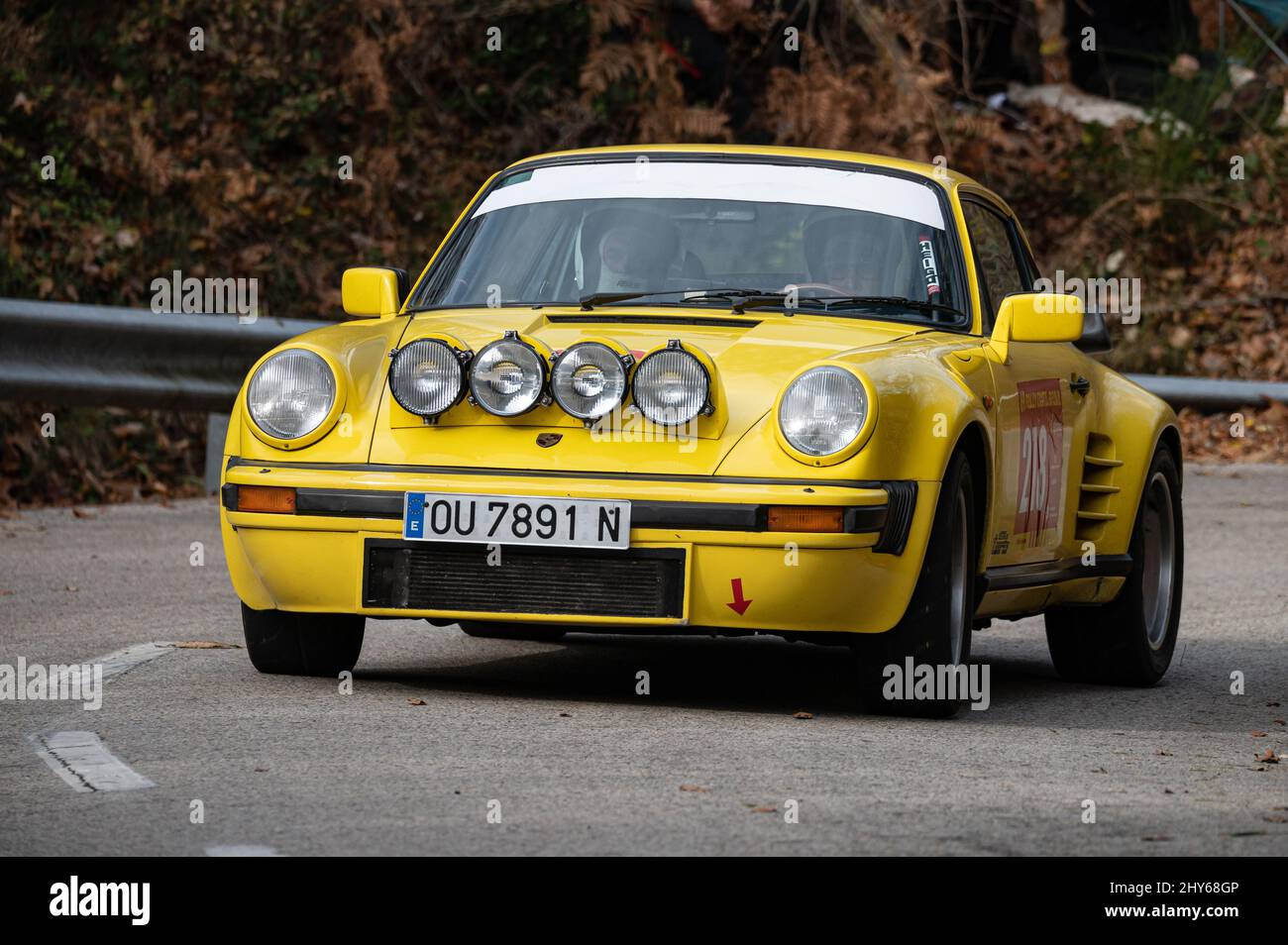 Vintage 69th edition of the Costa Brava rally Porsche 930 Turbo on a ...