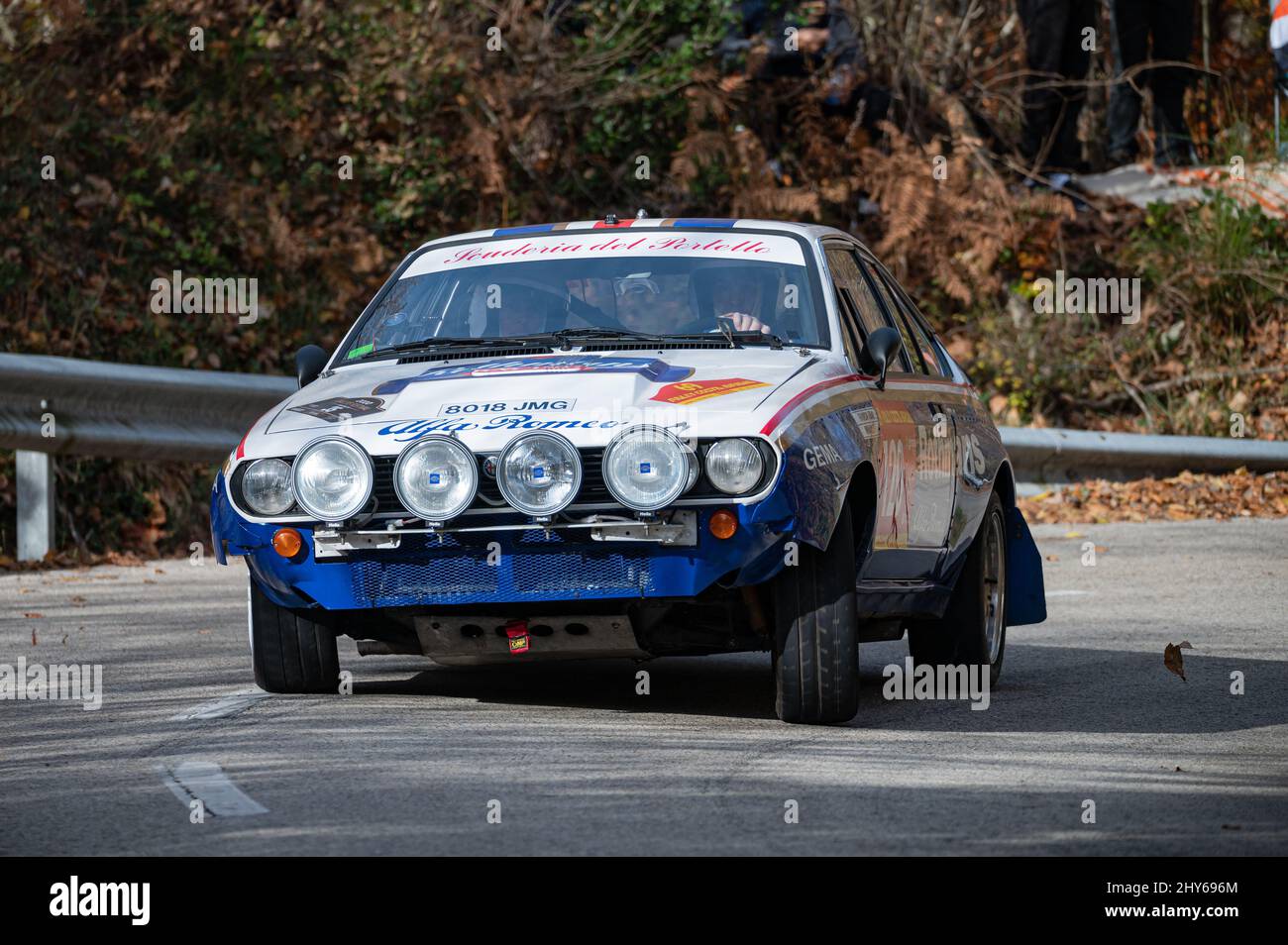 Vintage 69th edition of the Costa Brava rally Alfa Romeo GTV on a ...