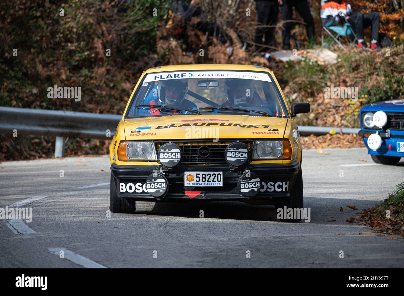 Vintage 69th edition of the Costa Brava rally Opel Ascona 2000i SR on a racing road Stock Photo ...