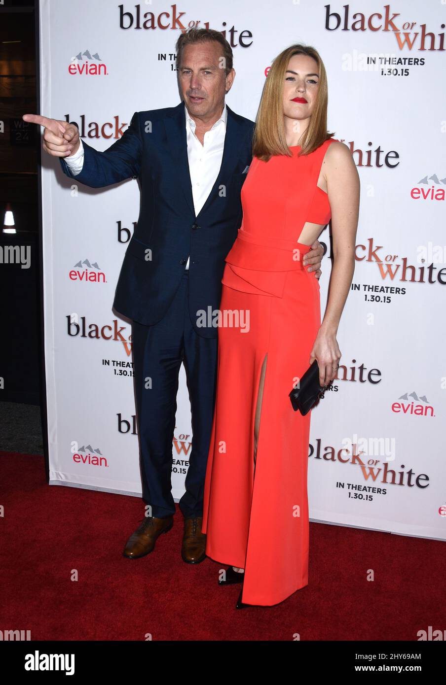 Kevin Costner and Lily Costner arriving for the Black or White premiere ...