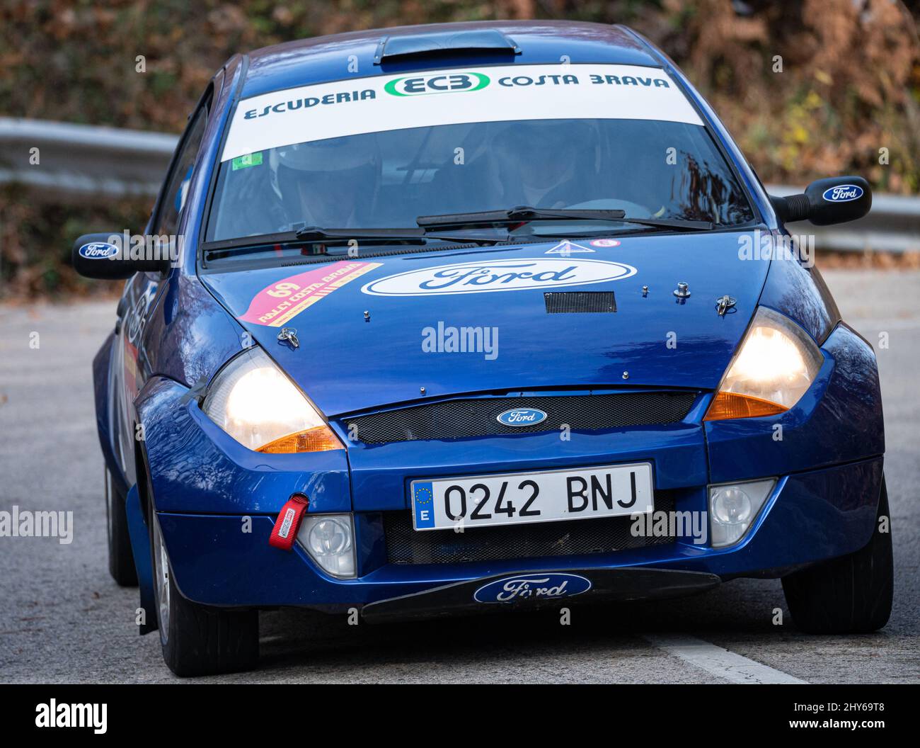 Vintage 69th edition of the Costa Brava rally Ford KA Kit Car on a ...