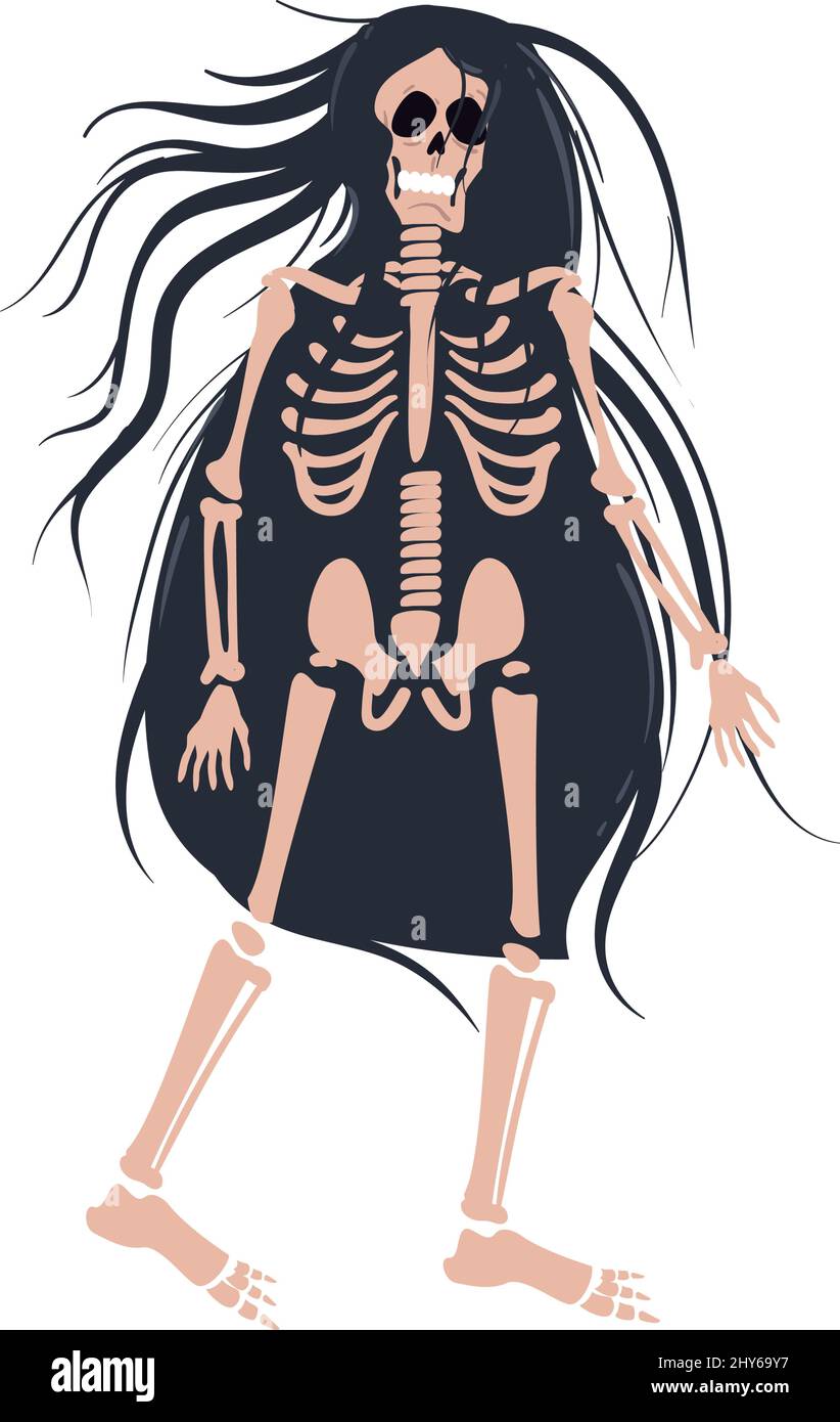 flat skeleton with hair Stock Vector Image & Art - Alamy