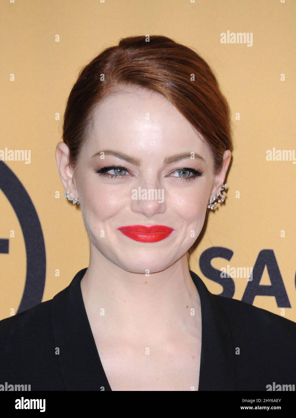 Emma Stone in the press room at the 21st Annual Screen Actors Guild ...