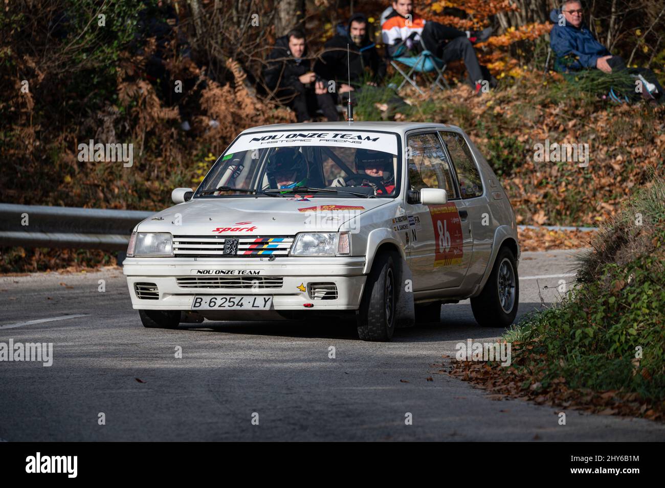 Vintage 69th edition of the Costa Brava rally Peugeot 205 Rallye on a racing road Stock Photo ...