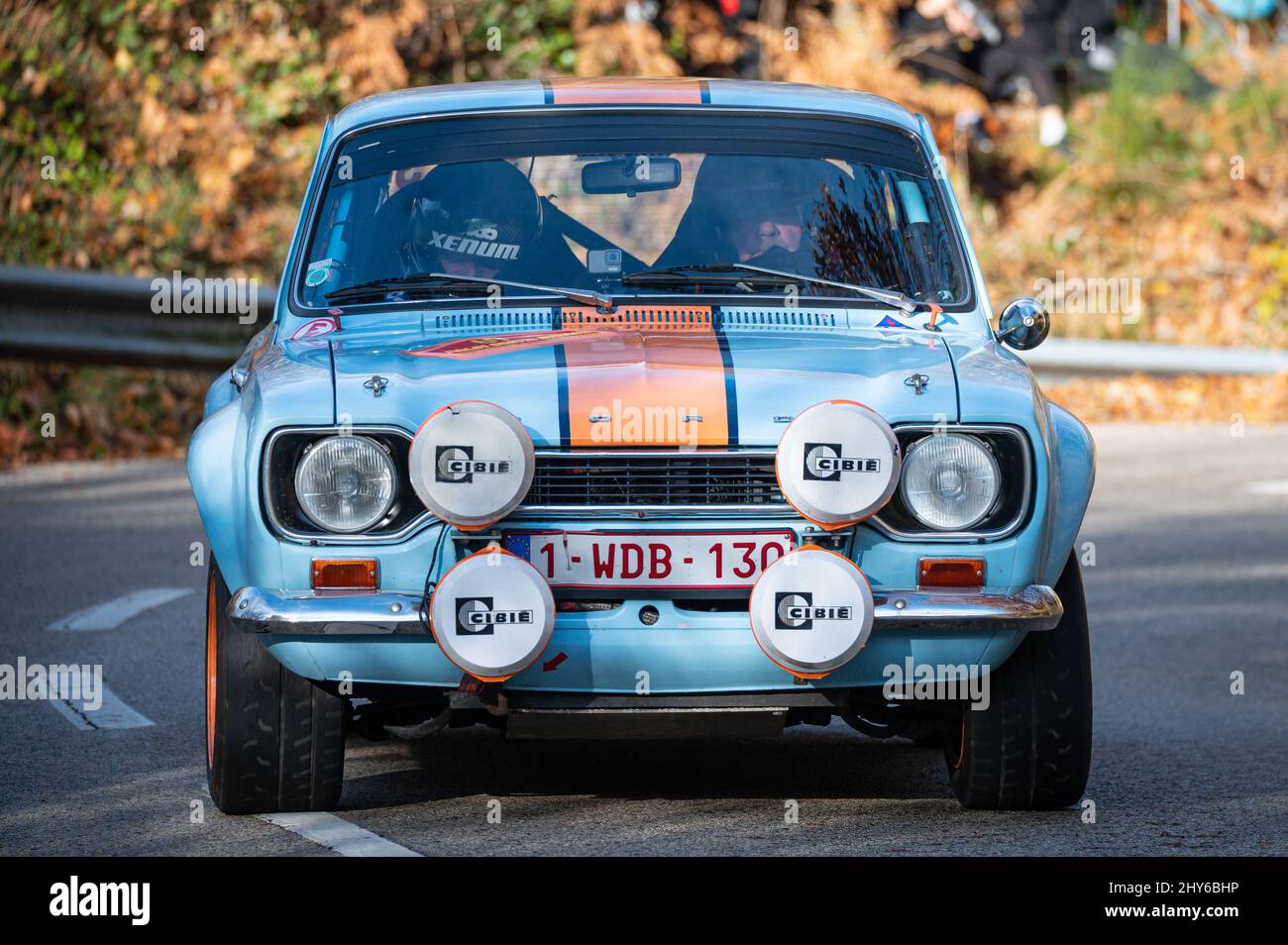 Vintage 69th edition of the Costa Brava rally Ford Escort RS2000 MKI on a racing road Stock ...