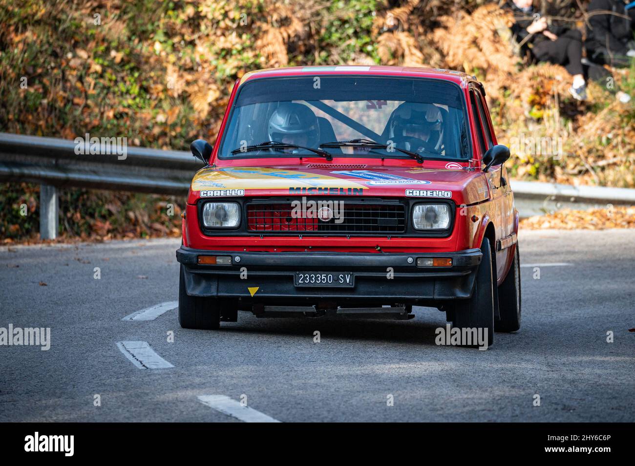 Vintage 69th edition of the Costa Brava rally Fiat 127 Sport 70 HP on a racing road Stock Photo ...