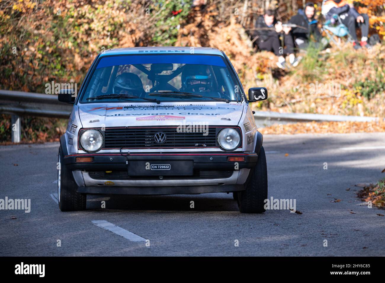 Vintage 69th edition of the Costa Brava rally Volkswagen Golf GTI MKII on a racing road Stock ...