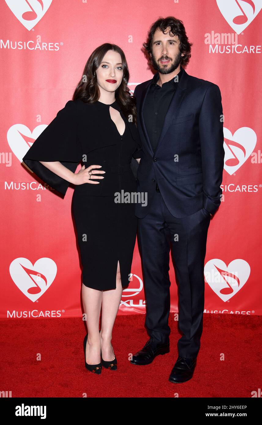 Kat Dennings and Josh Groban attending the 2015 MusiCares Person of the ...