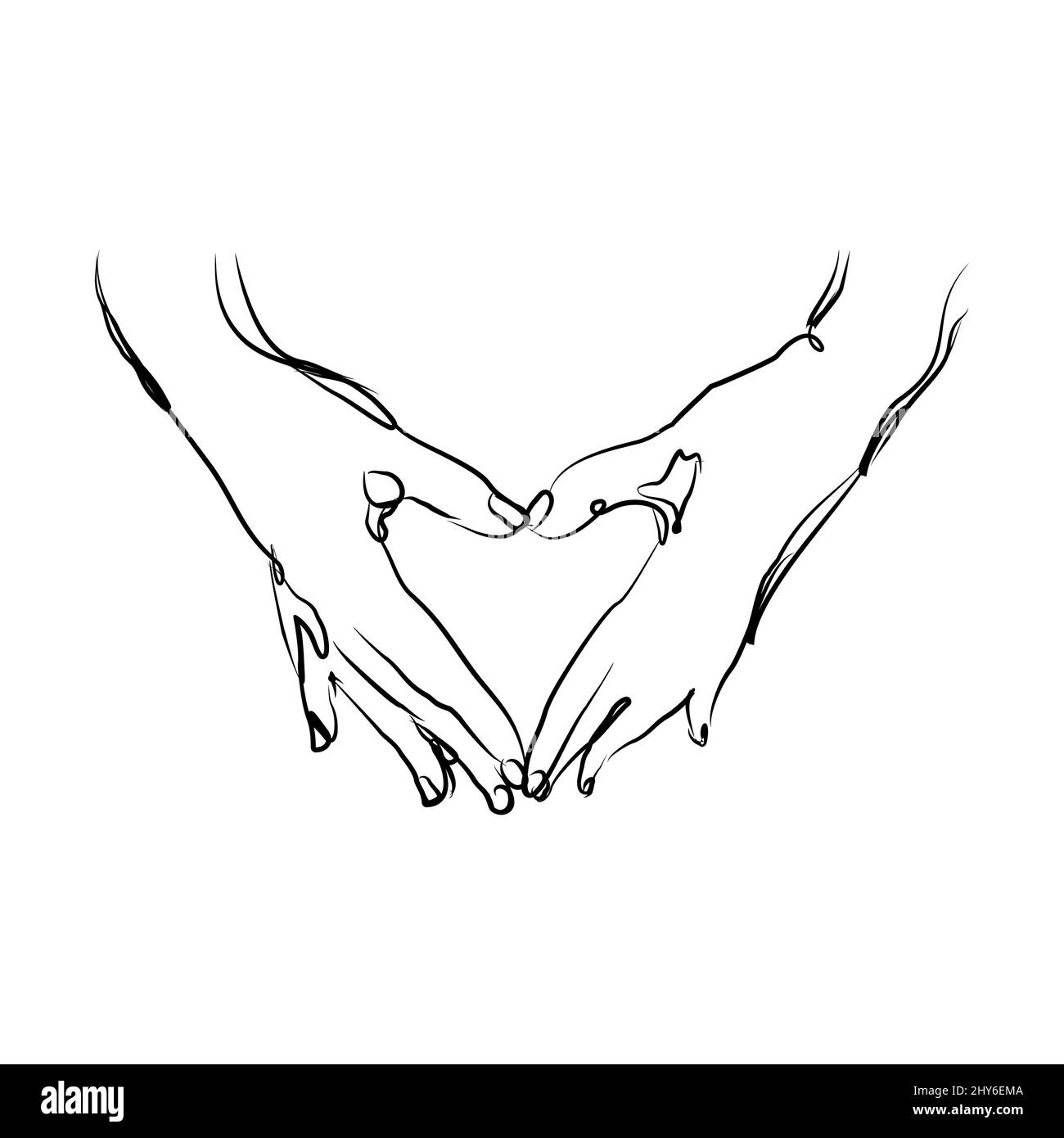 vector illustration of a finger forming a heart symbol. hand drawn ...