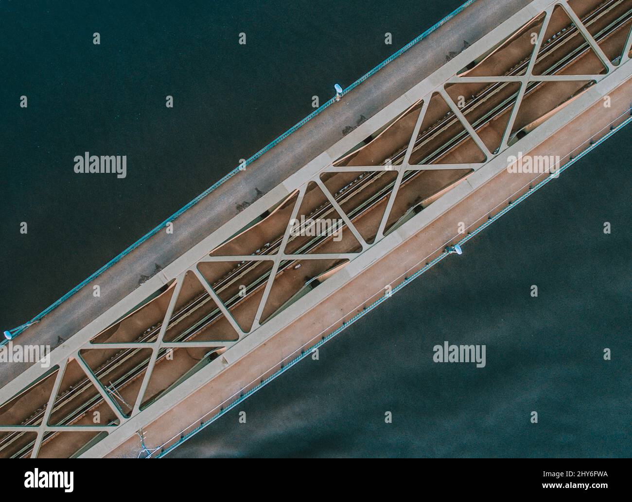 Aerial view of a bridge over the body of water Stock Photo - Alamy