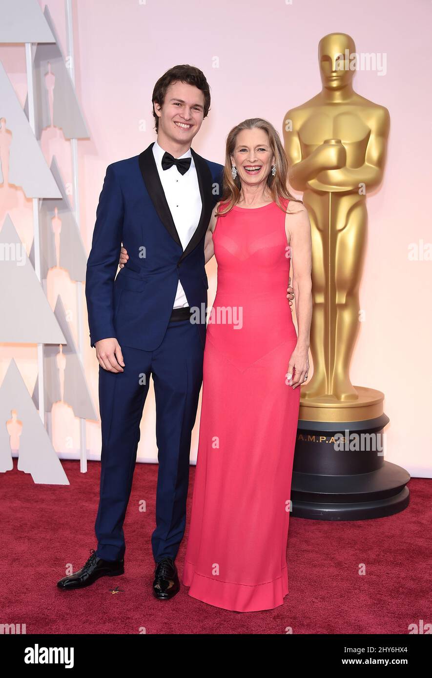 Ansel Elgort and Grethe Holby attending the 87th Annual Academy Awards ...