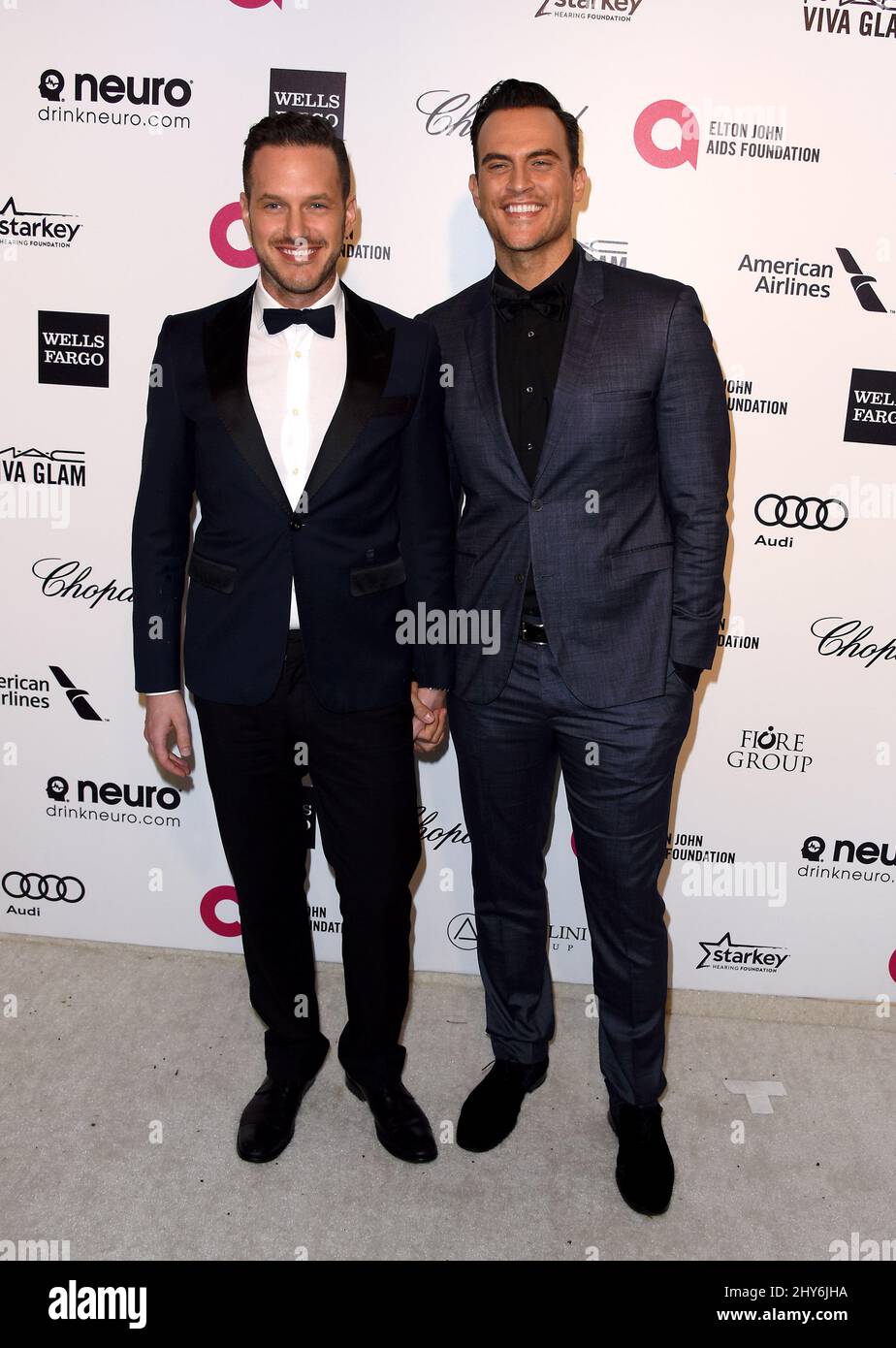 Cheyenne Jackson and Jason Landau attending the 2015 Elton John AIDS ...
