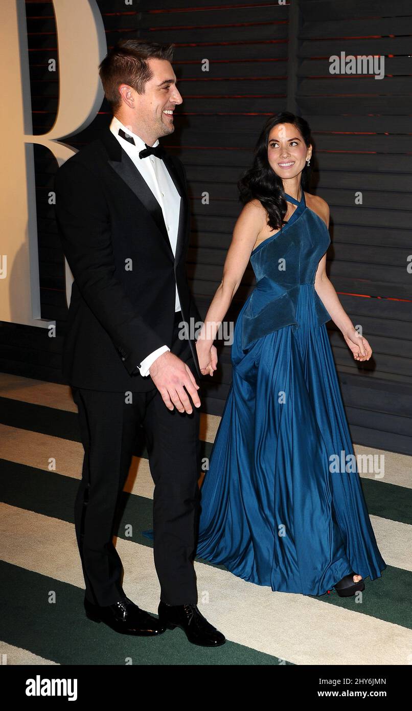 Olivia Munn and Aaron Rodgers attending the Vanity Fair Oscar Party ...