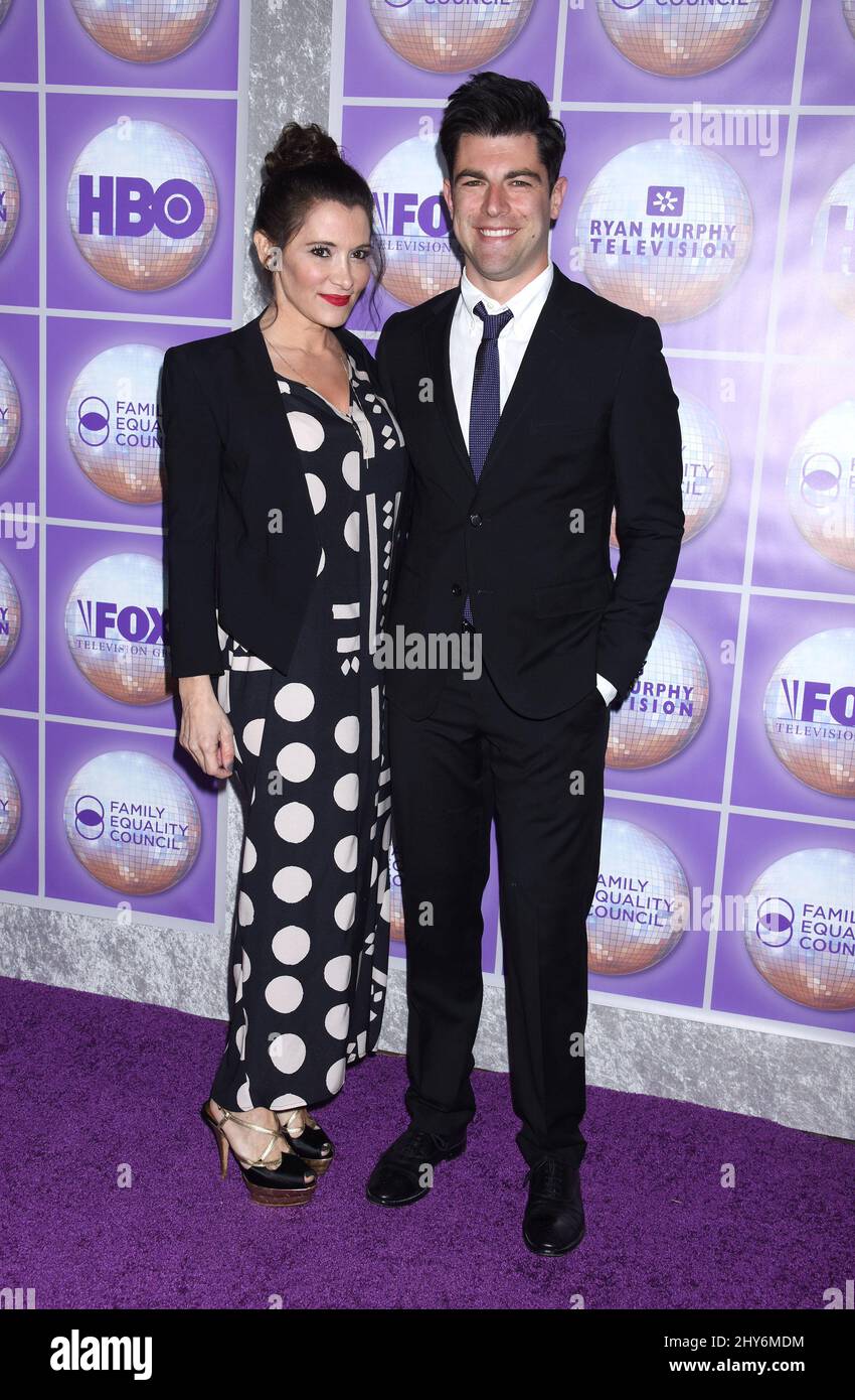 Max Greenfield and Tess Sanchez arriving for the Family Equality ...