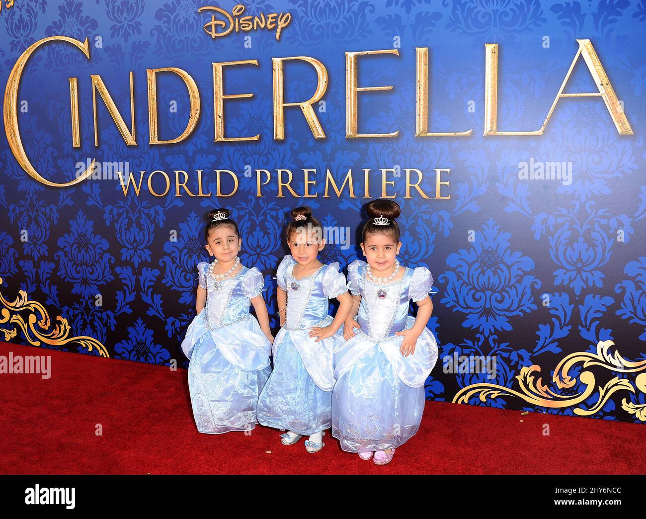 Cinderellas attending an advance screening of Cinderella, in Burbank ...