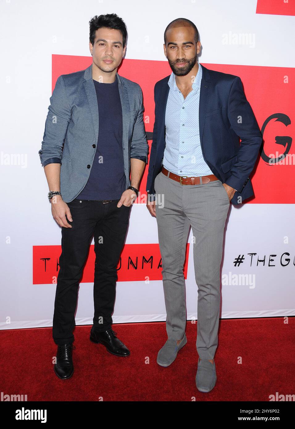Ray Diaz Jr. (left) attending "The Gunman" Los Angeles Premiere held at ...