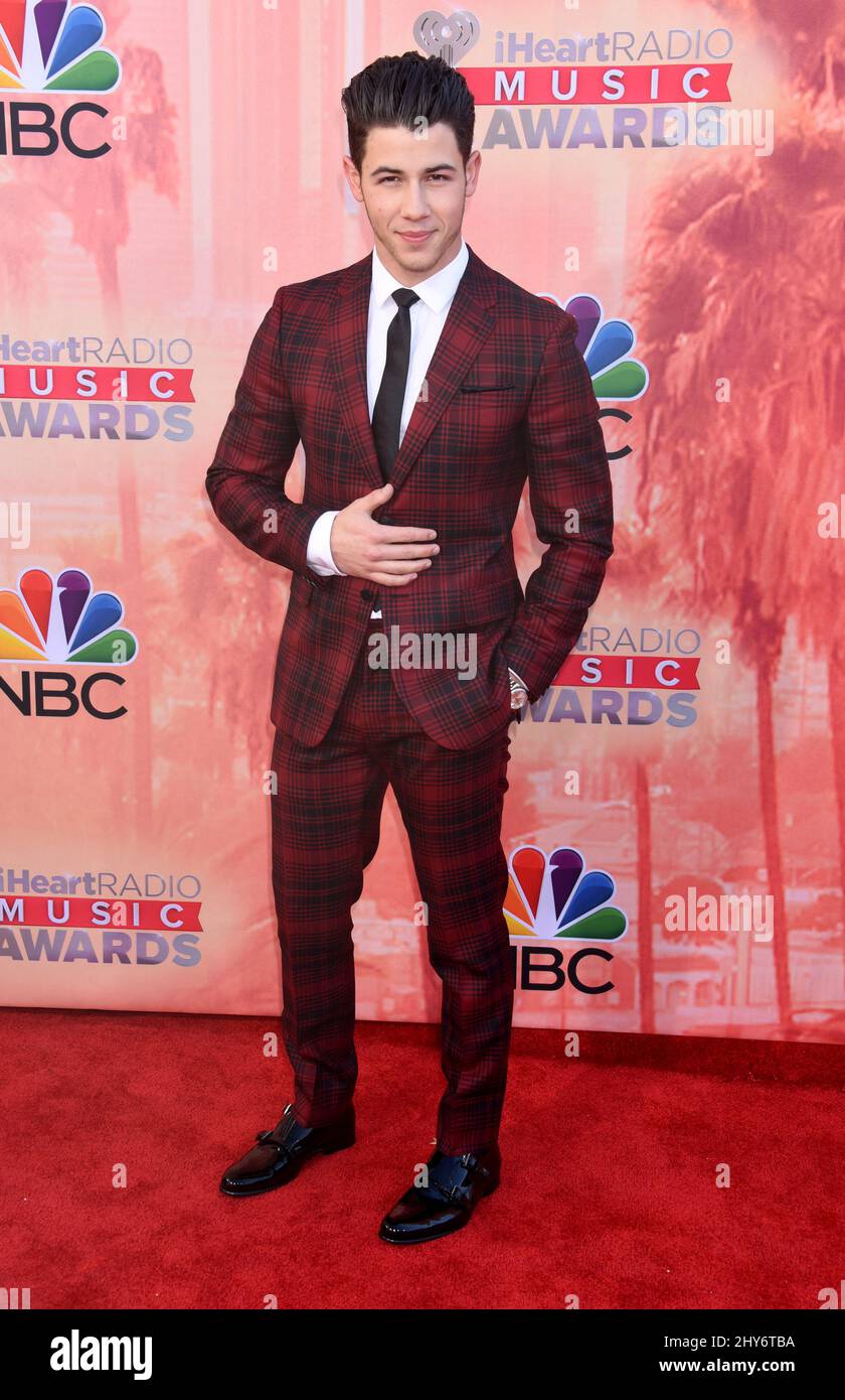 Nick Jonas arriving at the 2015 iHeartRadio Music Awards held at the Shrine Auditorium Stock ...