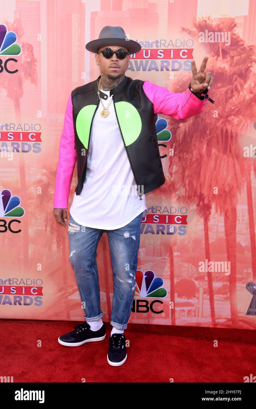 Chris Brown arriving at the 2015 iHeartRadio Music Awards held at the ...