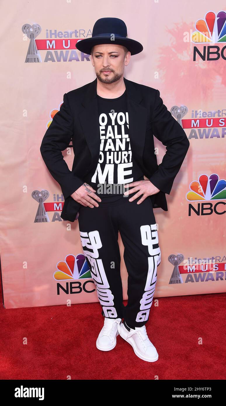 Boy George arriving at the 2015 iHeartRadio Music Awards held at the Shrine Auditorium Stock ...