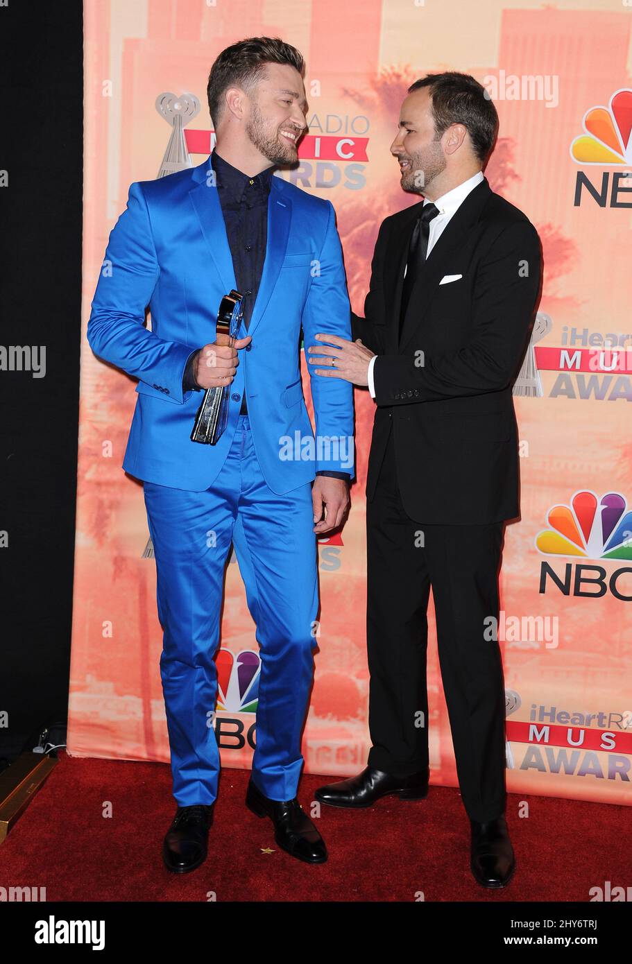 Justin Timberlake, Tom Ford in the press room at the 2015 iHeartRadio ...