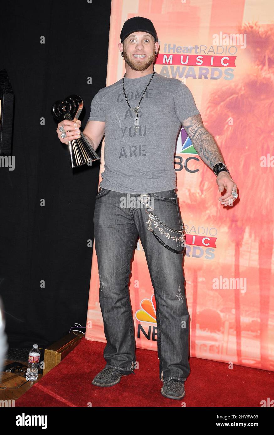 Brantley Gilbert in the press room at the 2015 iHeartRadio Music Awards ...