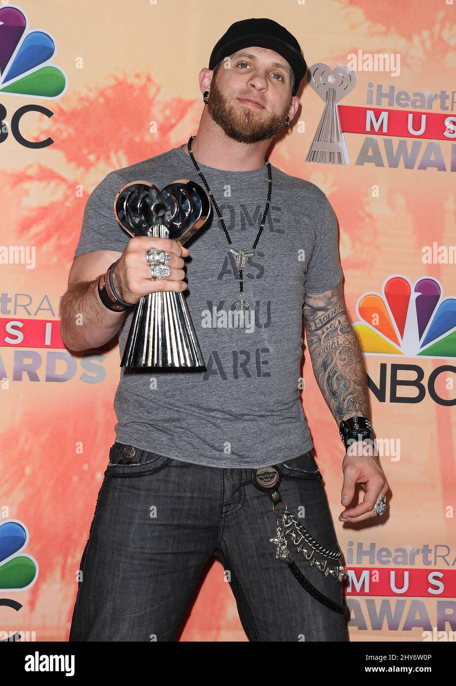 Brantley Gilbert in the press room at the 2015 iHeartRadio Music Awards ...
