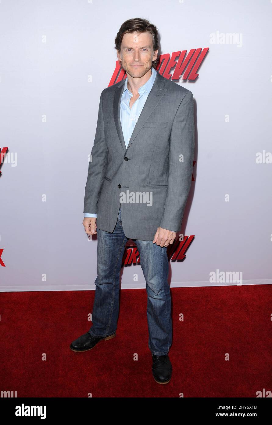 Gideon Emery attending the 'Daredevil' premiere in Los Angeles Stock ...