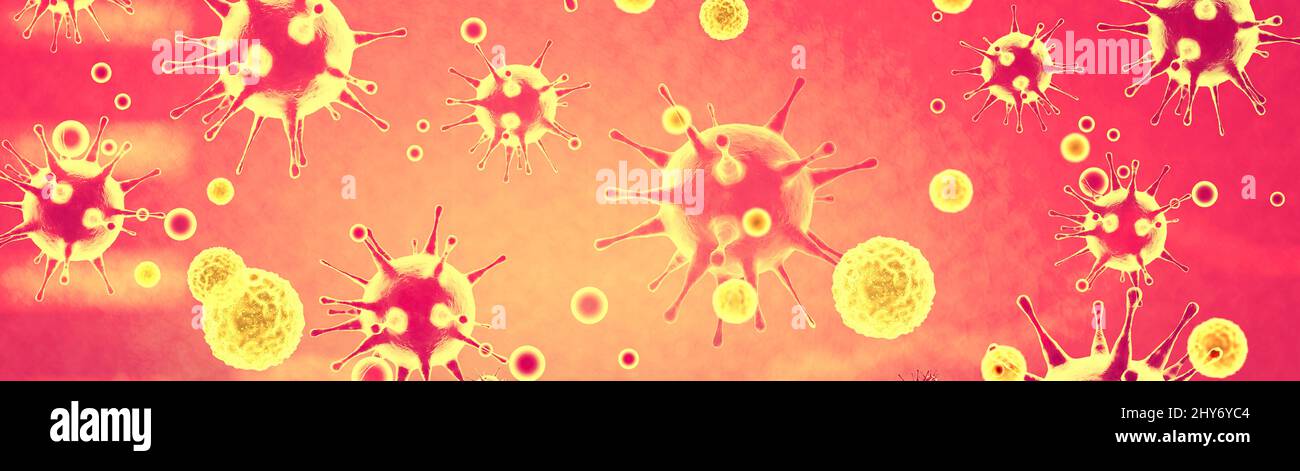 Dangerous corona virus, SARS pandemic risk concept. 3D illustration ...
