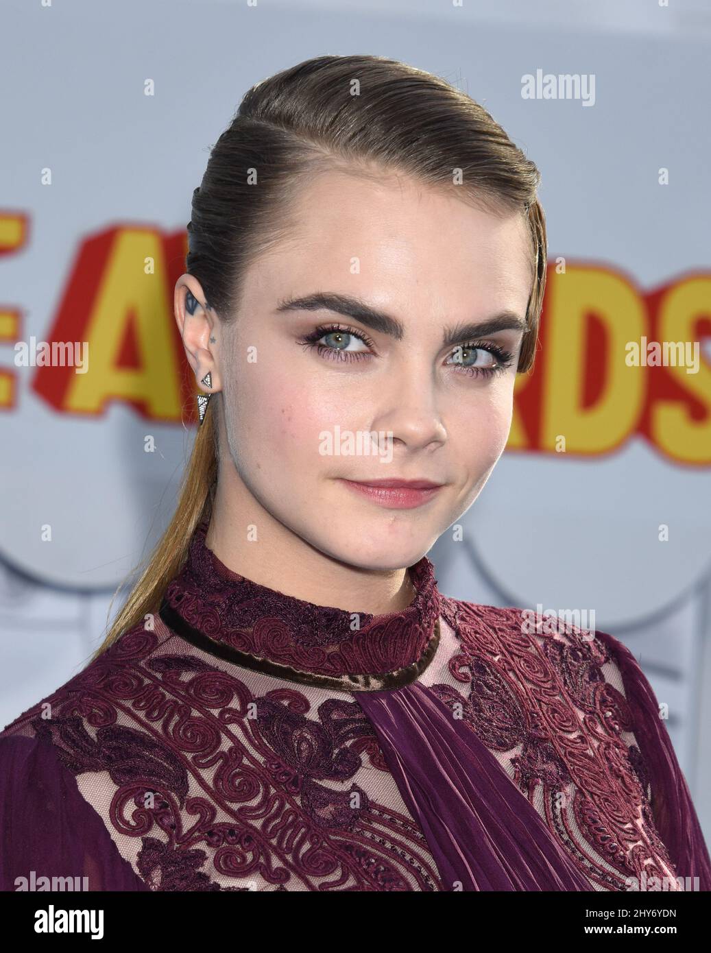 Cara Delevingne attends the 2015 MTV Movie Awards arrivals held at the ...