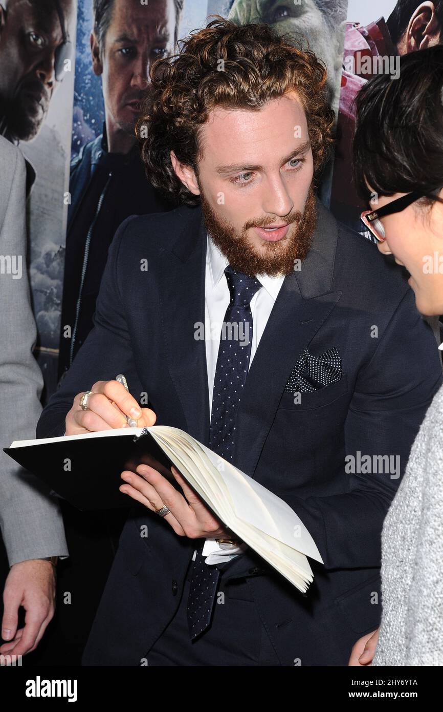 Aaron Taylor-Johnson arriving for the premiere of Avengers: Age of ...
