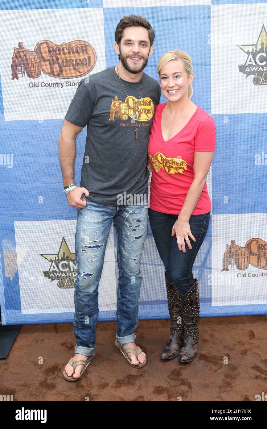 Thomas Rhett,Kellie Pickler attending the Cracker Barrel Old Country ...