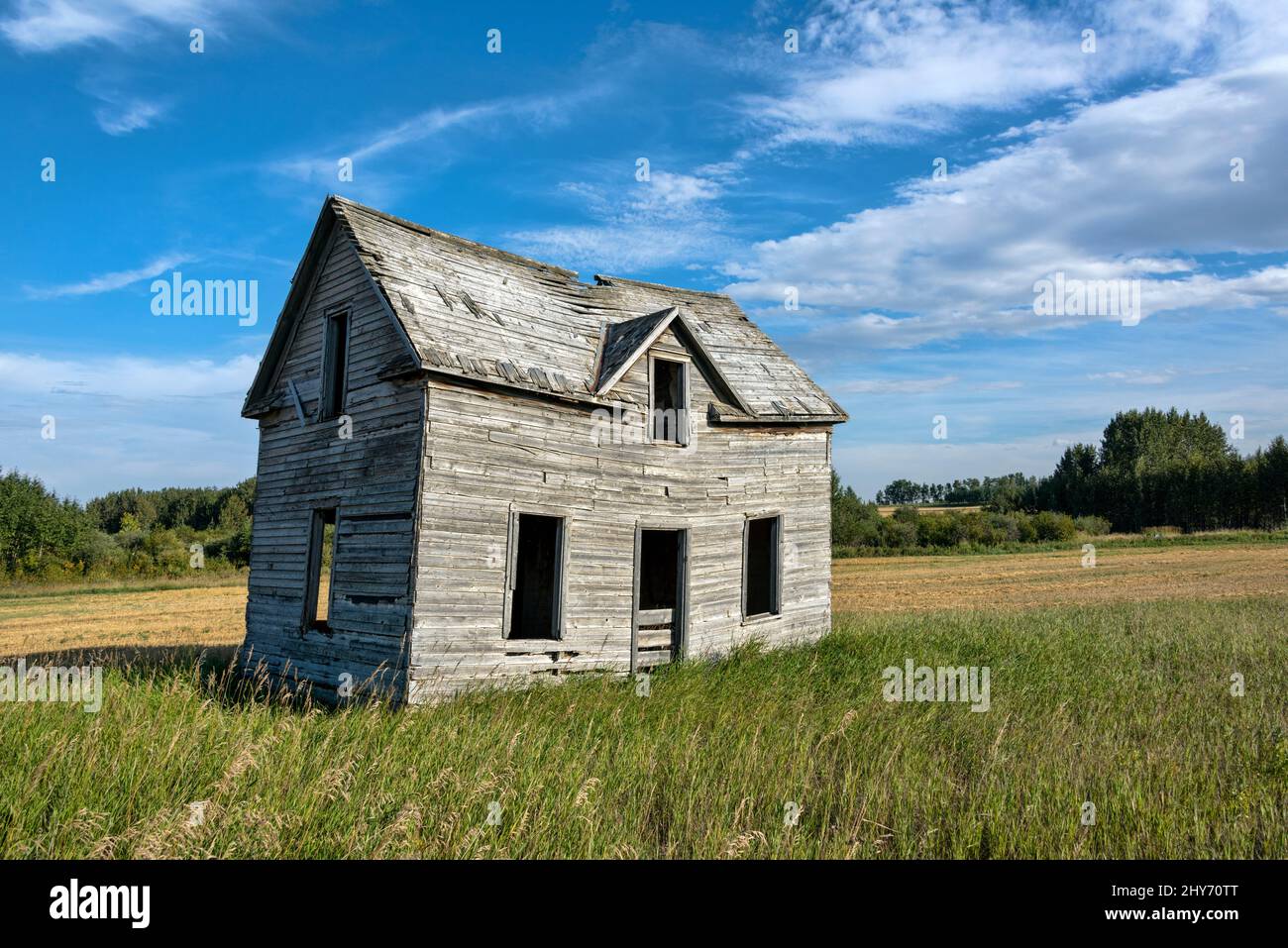 Old, abandoned wooden homestead/farmhouse in Alberta, Canada Stock ...