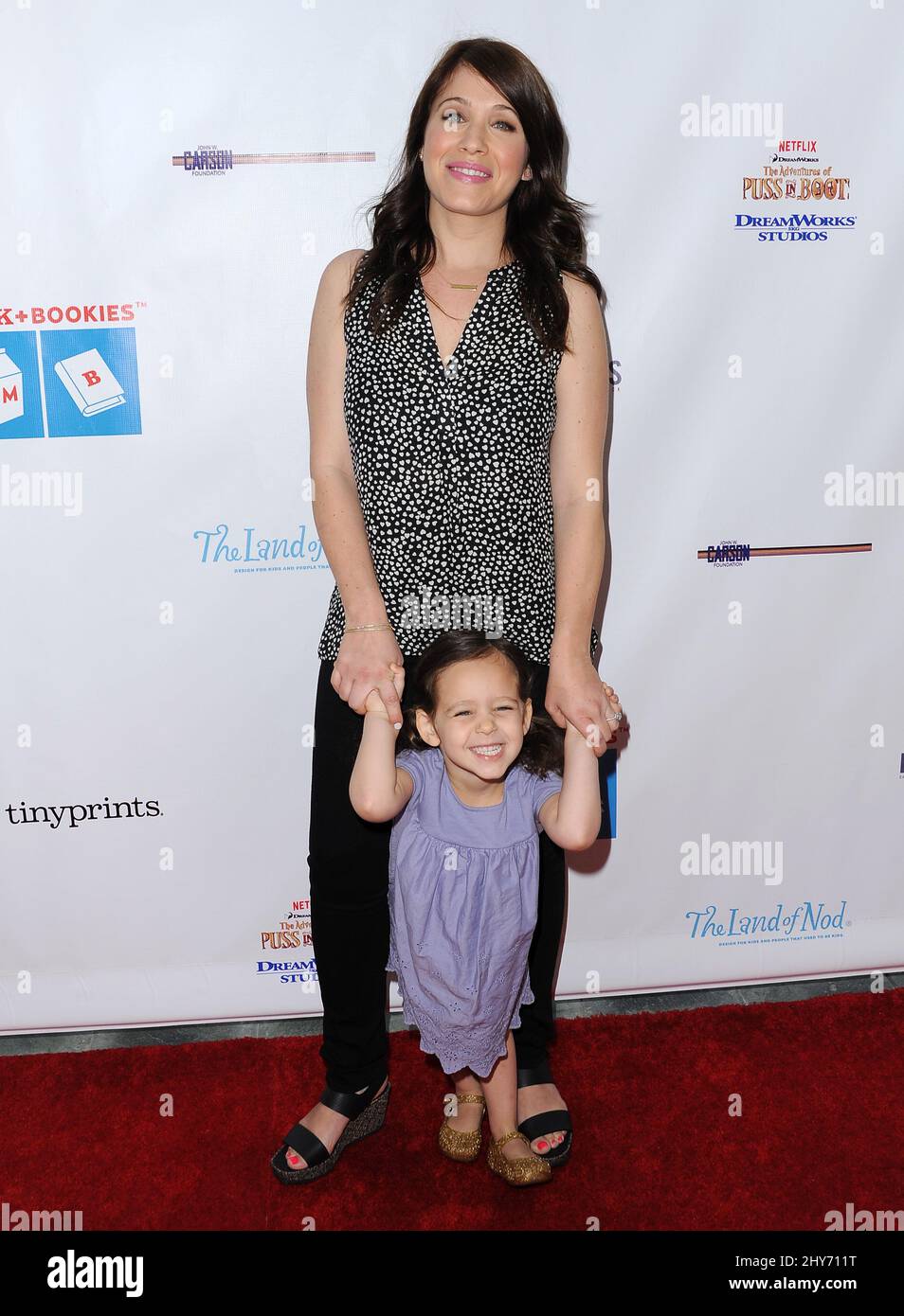 Marla Sokoloff, daughter Olive Mae Puro attending the Milk+Bookies ...