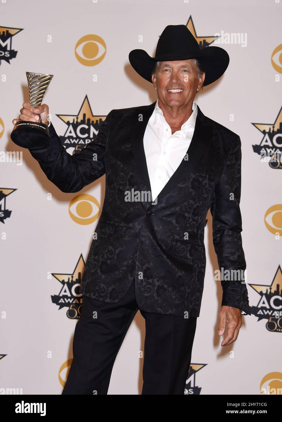 George Strait in the press room at the 50th Academy of Country Music ...